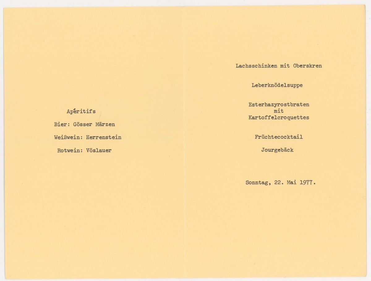 Menükarten, Hotel Regina – Kaufhaus Ackerl